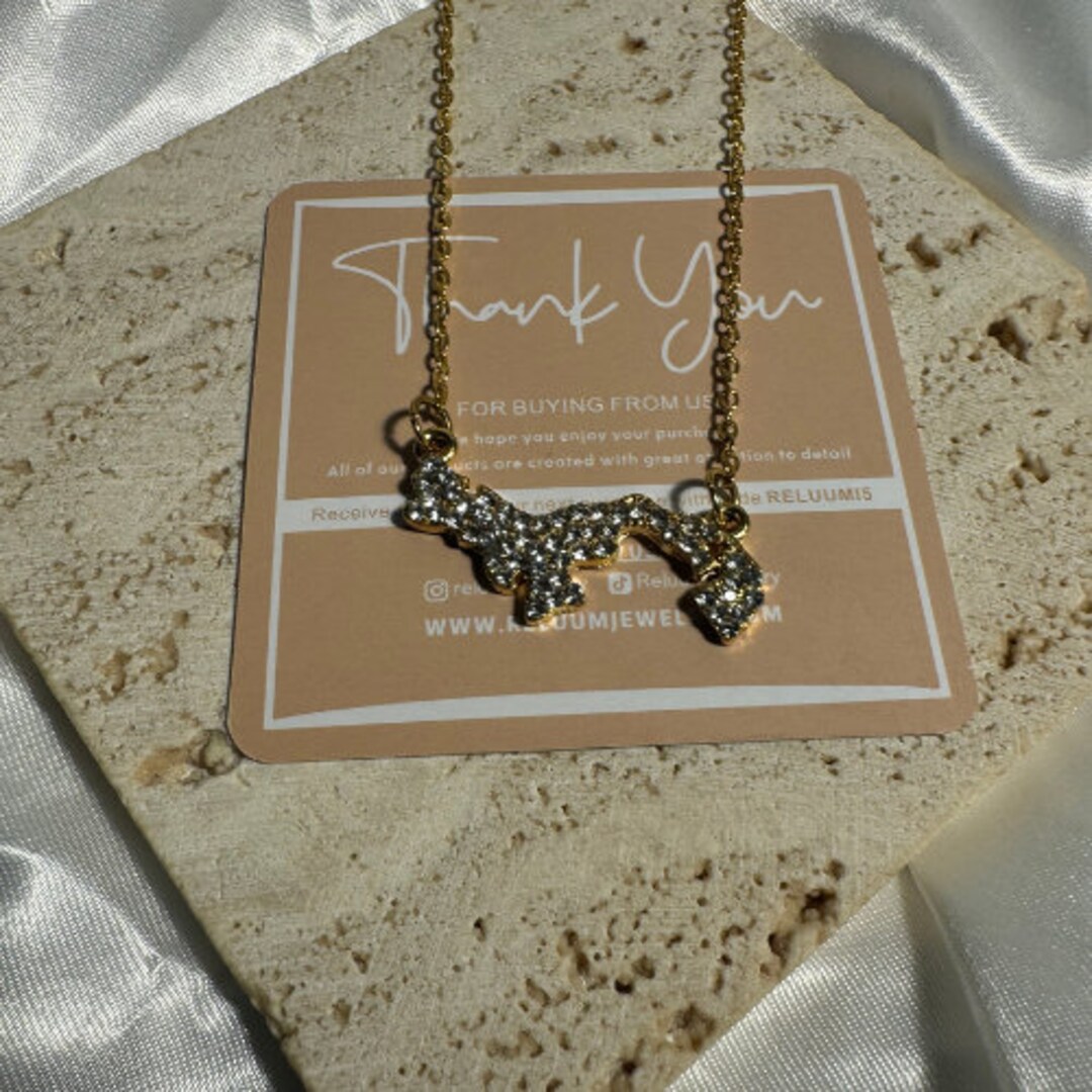 Panama Map Outline Pendant Necklace panama Map With Cz Crystals Charm ...