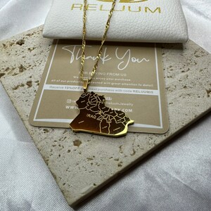 Iraq Map Outline Pendant Necklace iraq Map With City Names Charm ...