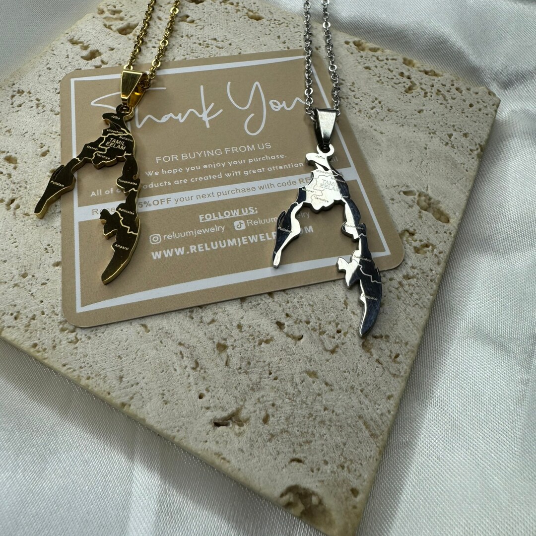 Tamil Eelam Region Map Outline Charm Necklace tamil Eelam Map With ...