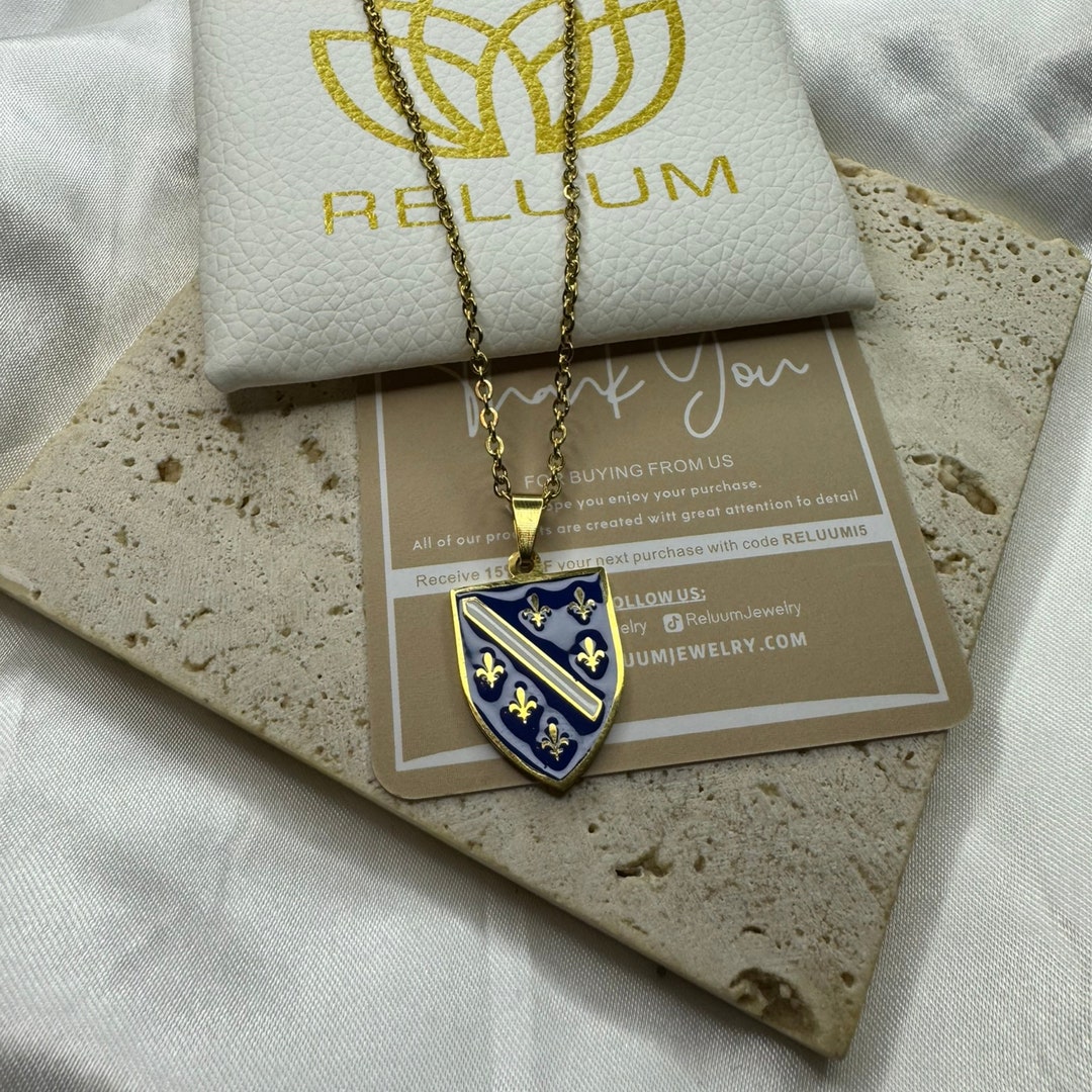 Bosnia and Herzegovina Coat of Arms Pendant Necklace bosnian Shield ...