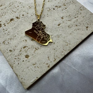 Iraq Map Outline Pendant Necklace iraq Map With City Names Charm ...