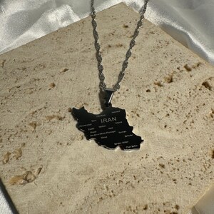 Small Iran Map Outline Pendant Necklace iran Map Charm With City Names ...