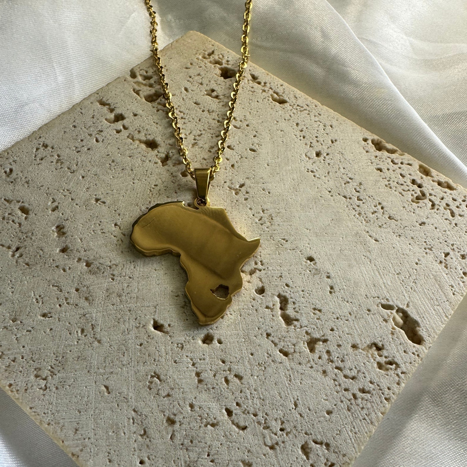 Africa Map Outline Pendant Necklace Zimbabwe Map Charm Necklace African ...