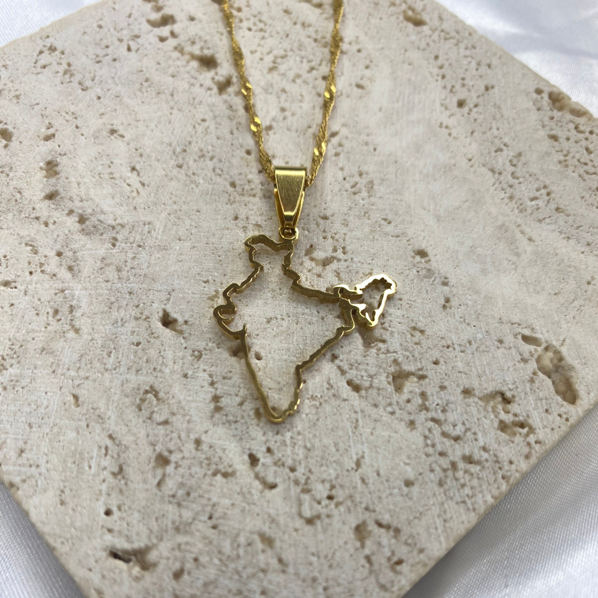 India Map Outline Charm Necklace India Map Pendant Necklace Indian ...