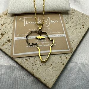 18K Gold Plated Small Jamaica Map Charm & Chain big Africa Map Outline ...