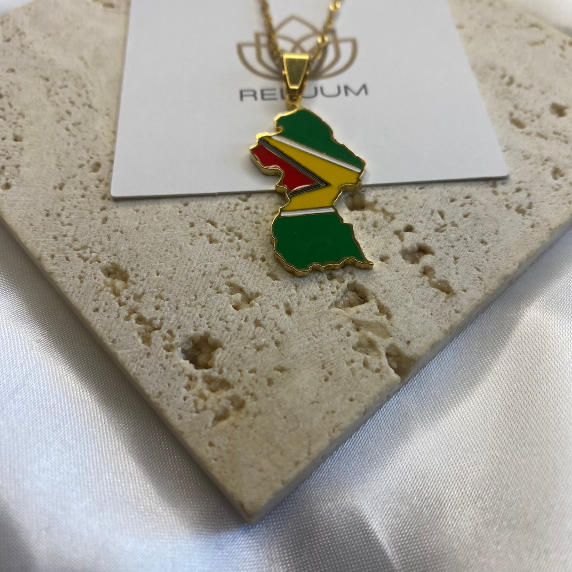 Guyana Map Outline Pendant Necklace Guyana Flag Charm Necklace guyanese ...