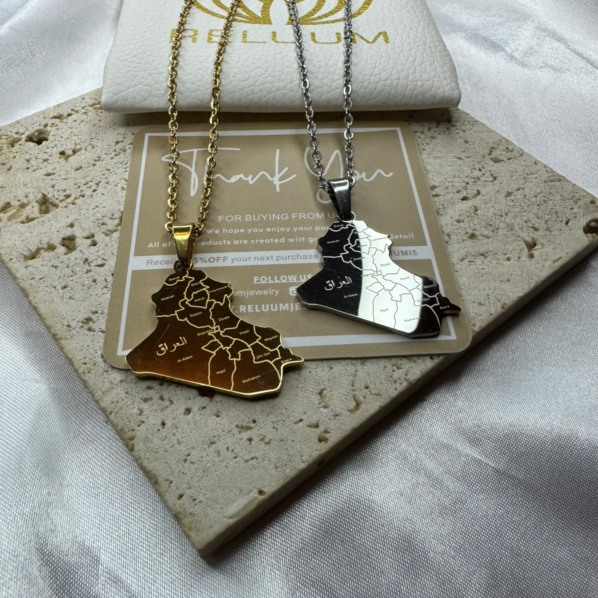 Republic of Iraq Map Outline Pendant Necklace iraq Map With City Names ...