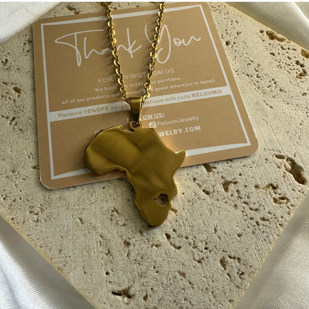 Africa Map Outline Pendant Necklace Zimbabwe Map Charm Necklace African ...