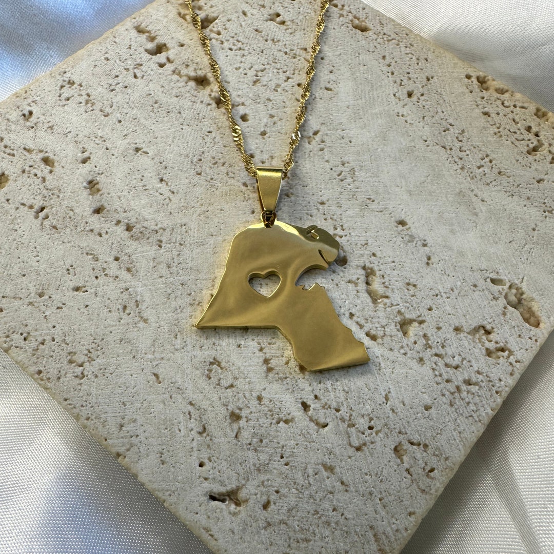 18K Gold Plated Kuwait Map Charm & Chain kuwait Map Charm Necklace gift ...