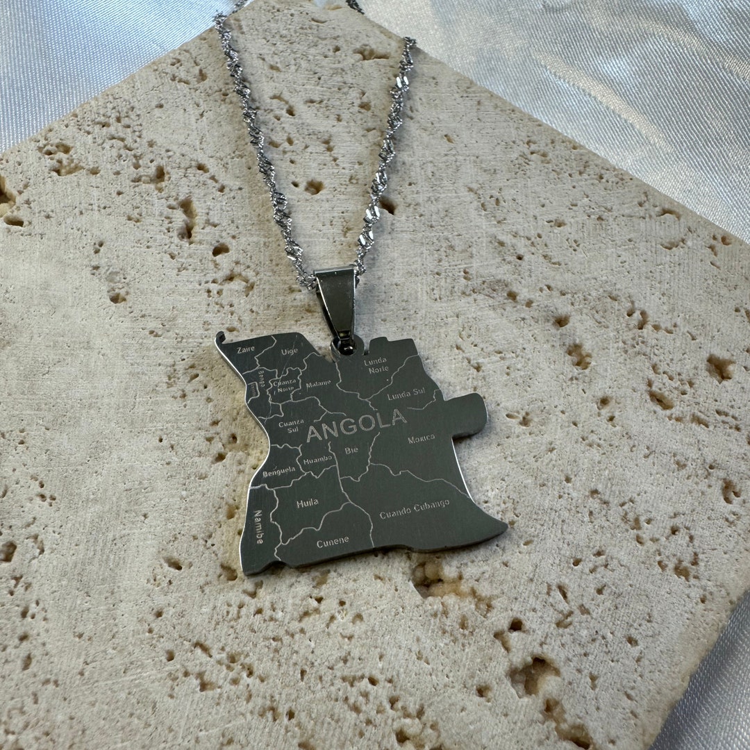 18K Gold Plated Angola Map Charm & Chain angola Cities Charm Necklace ...