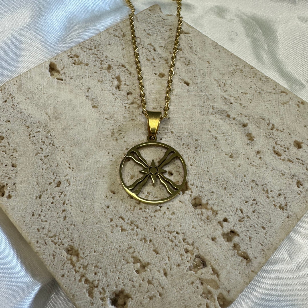 18K Gold Plated Star of Shamash Symbol Charm & Chain ashur Assyrian ...