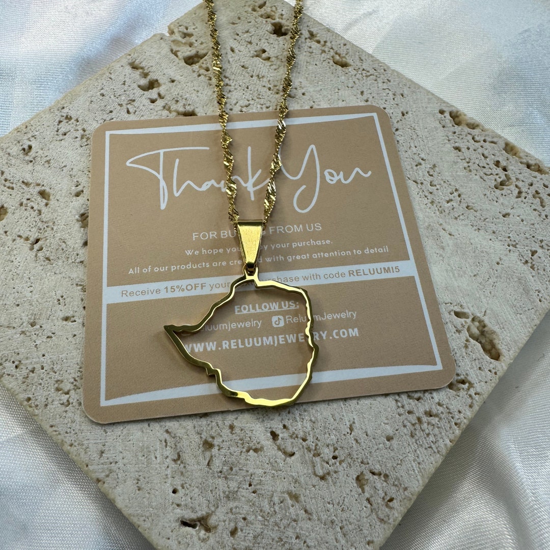 Zimbabwe Map Outline Pendant Necklace African Culture Jewelry Zimbabwe ...