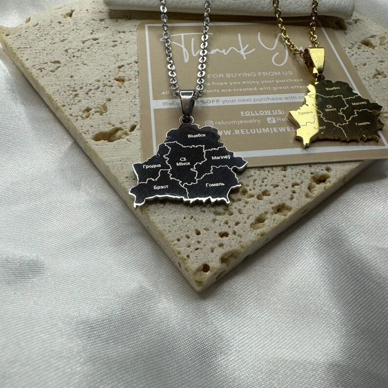 Belarus Map Outline Pendant Necklace belarus Map With City Names Charm ...