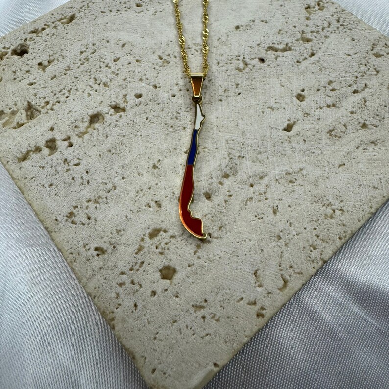 Chile Map Outline Pendant Necklace Chile Flag Charm Necklace 18K Gold ...