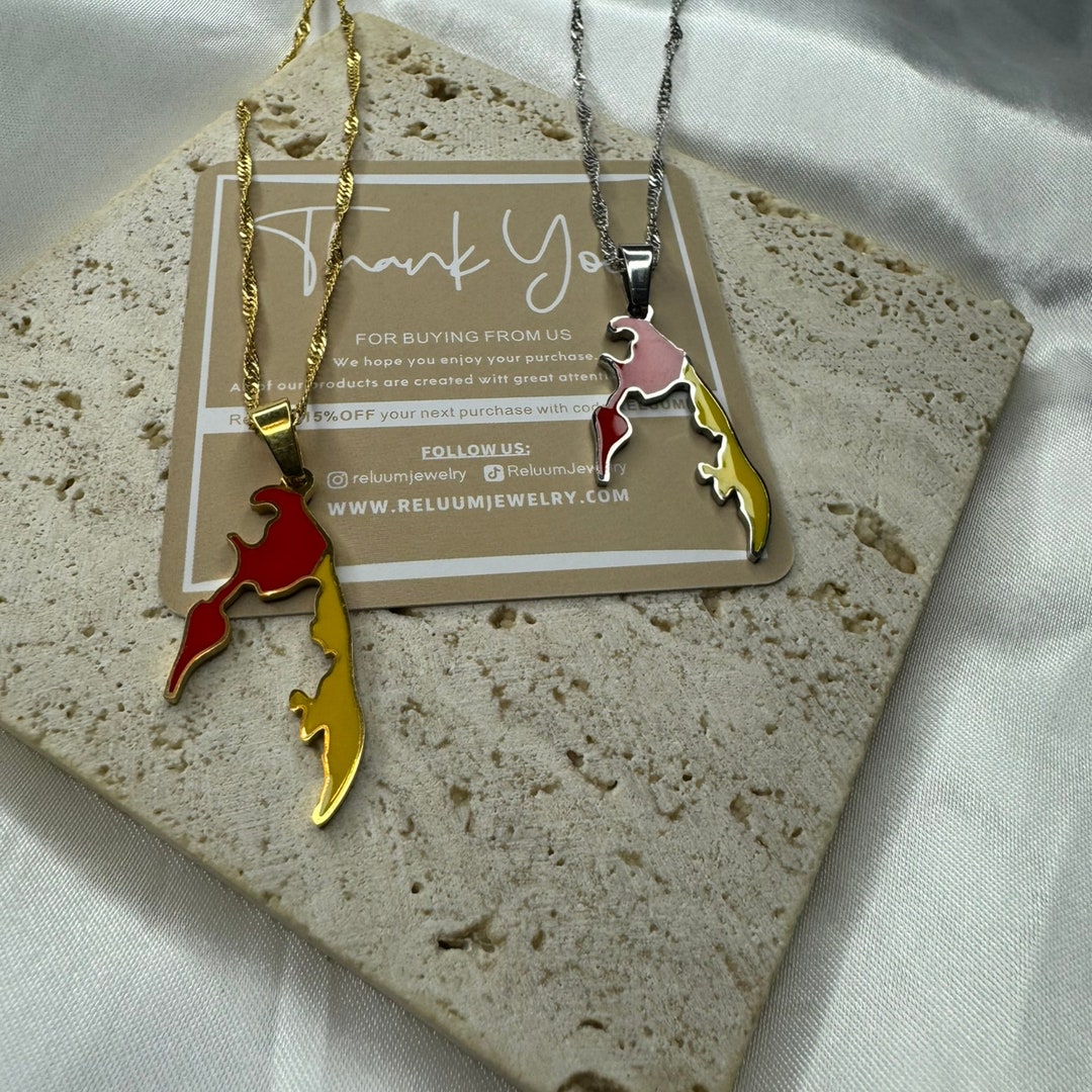 Tamil Eelam Region Map Outline Pendant Necklace tamil State Map Charm ...