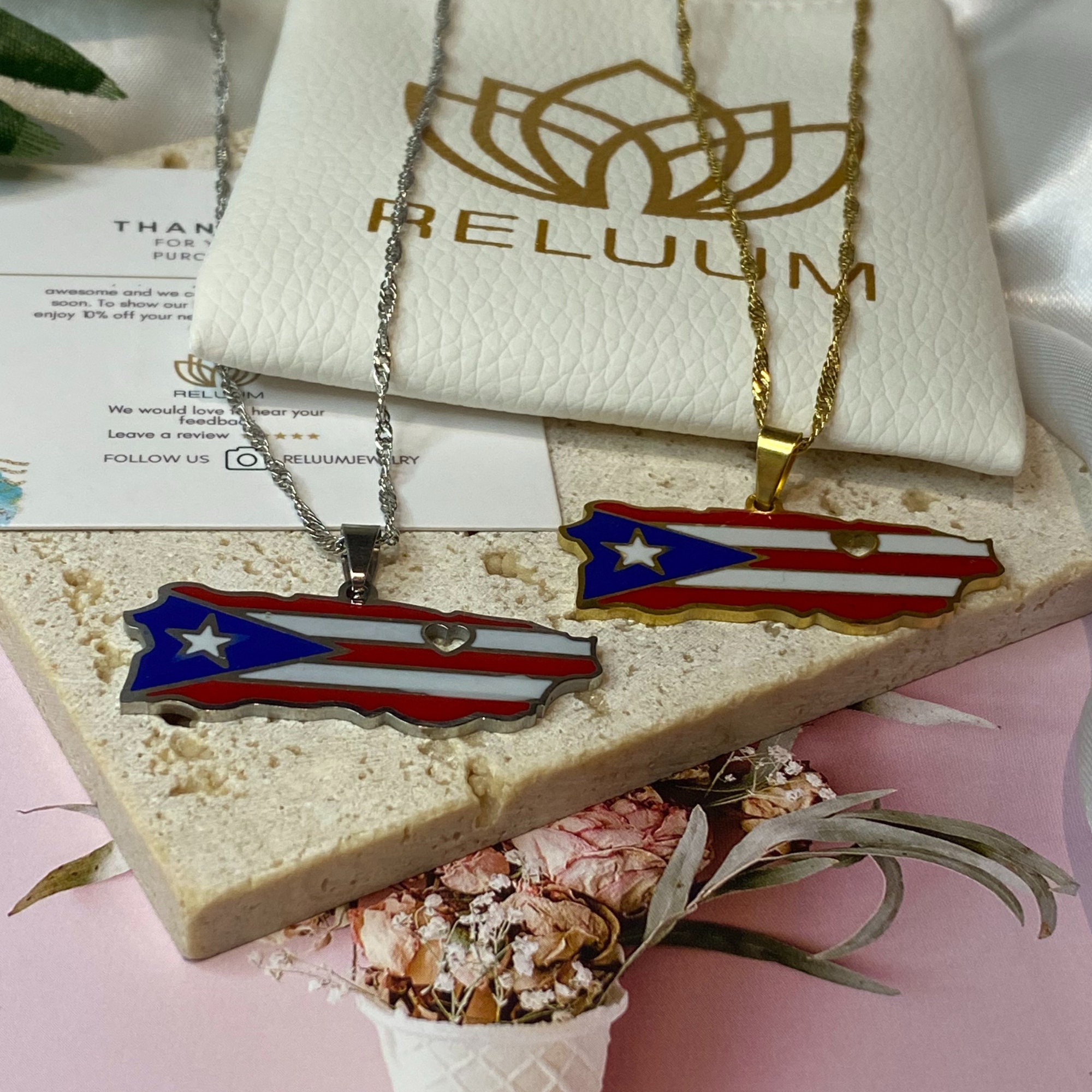 Puerto Rico Map Outline Pendant Necklace puerto Rico Flag Charm ...