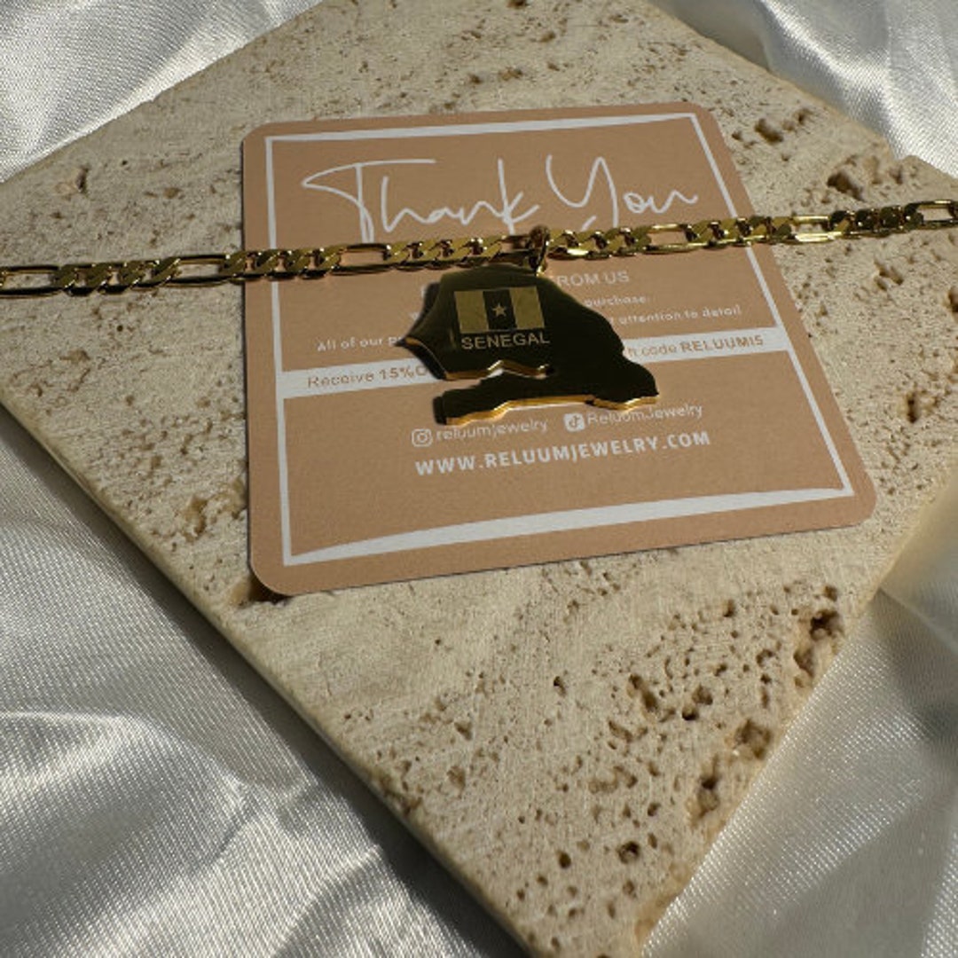 Senegal Map Charm Bracelet Map of Senegal Charm Anklet 18K Gold Plated ...