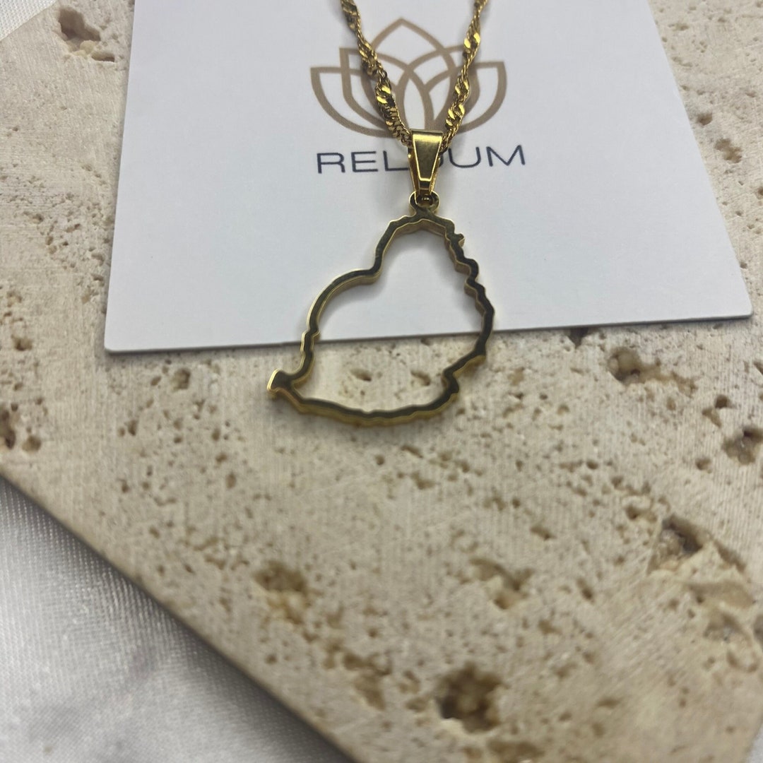 Mauritius Map Outline Pendant Necklace Mauritius Map Charm mauritian ...