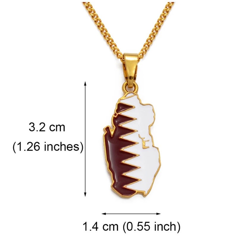 Qatar Map Outline Pendant Necklace Flag of Qatar Charm Necklace qatari ...