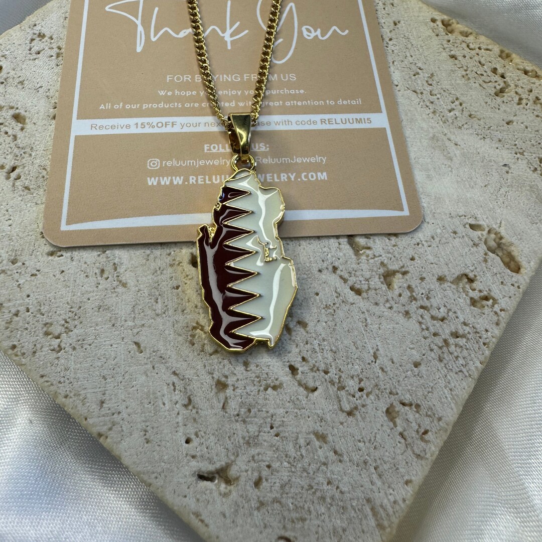 Qatar Map Outline Pendant Necklace Flag of Qatar Charm Necklace qatari ...