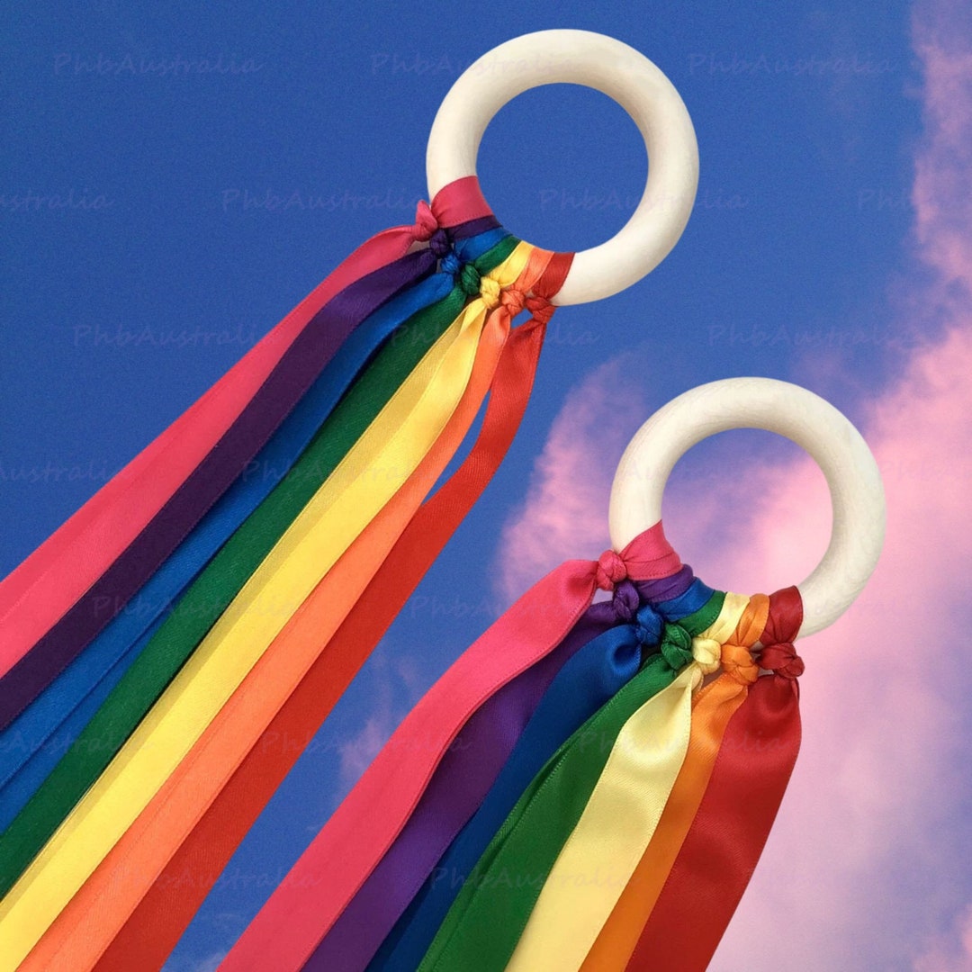 Ribbon Kite Sensory Montessori Ribbon Toy Rainbow Ribbon Handheld Kite ...