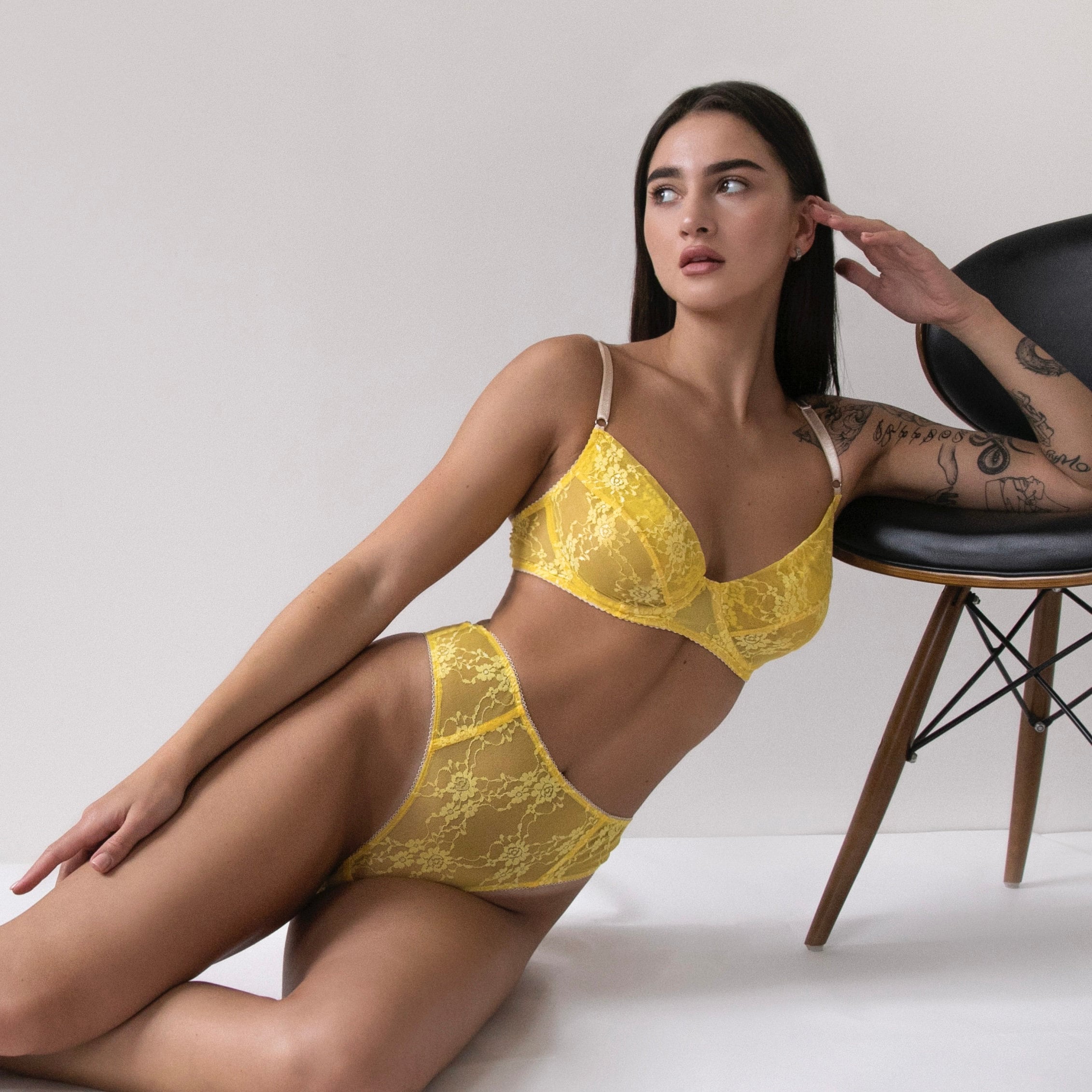 Mesh Lingerie See Through, Yellow Sexy Sheer Lingerie, Romantic Babydoll Lingerie Sets Classy ...