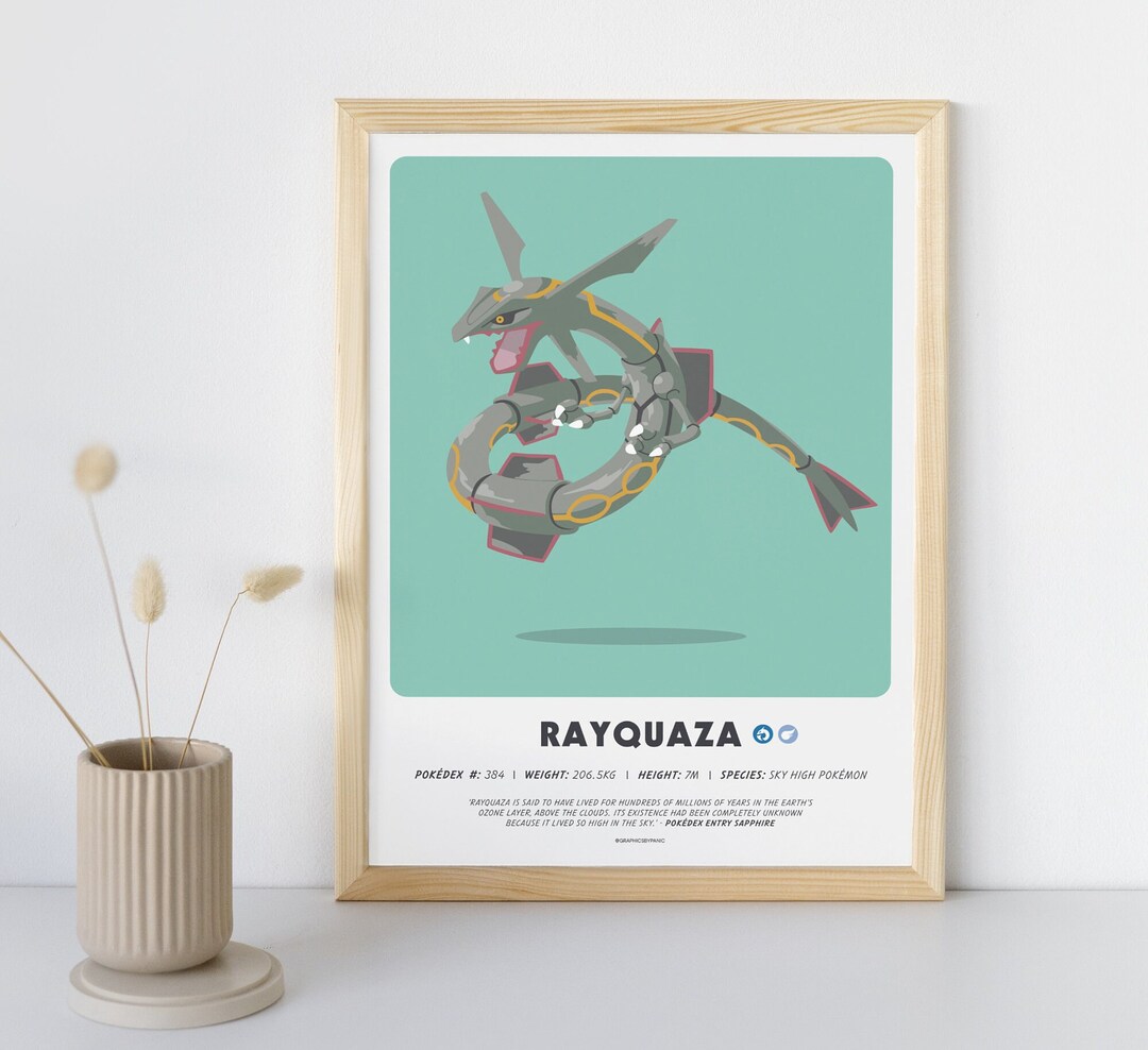 Pokemon Rayquaza Poster Digital Print - Minimalist Pokemon Print ...