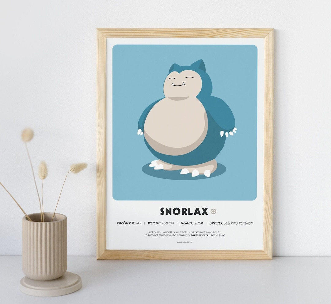 Pokemon Snorlax Poster Digital Print - Minimalist Pokemon Print ...