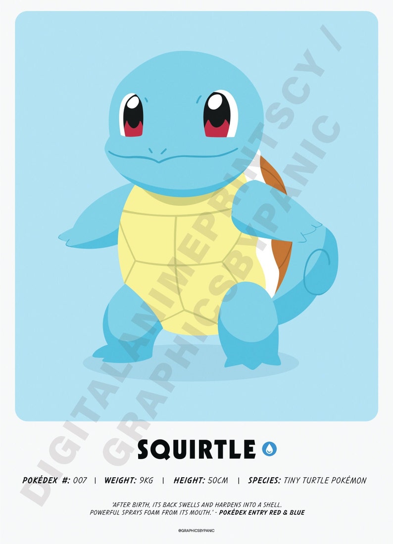 Pokemon Starter Poster Bundle Minimalistic Pokemon Print Squirtle ...