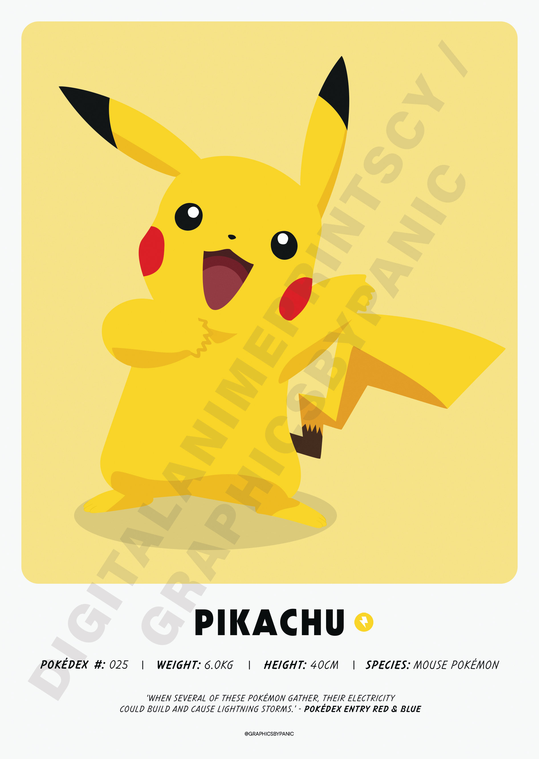 Pokemon Pikachu Poster Digital Print Minimalist Pokemon Print Pokemon ...