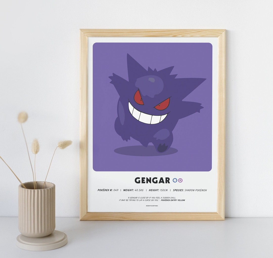 Pokemon Gengar Poster Digital Print - Minimalist Pokemon Print ...
