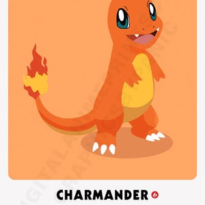 Pokemon Charmander Poster Digital Print - Minimalist Pokemon Print ...
