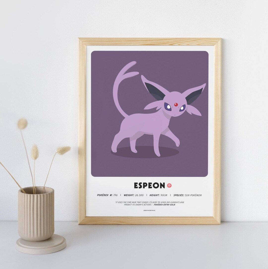 Pokemon Espeon Poster Digital Print - Minimalist Pokemon Print ...