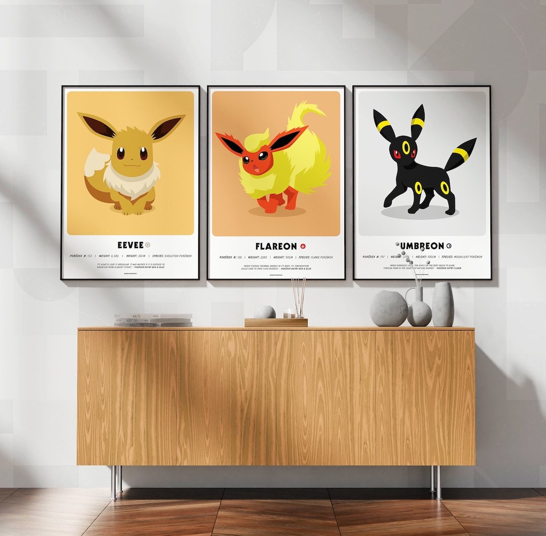Pokemon Eeveelutions Poster Bundle Minimalistic Pokemon Print Eevee ...