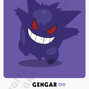 Pokemon Gengar Poster Digital Print Minimalist Pokemon Print Pokemon ...