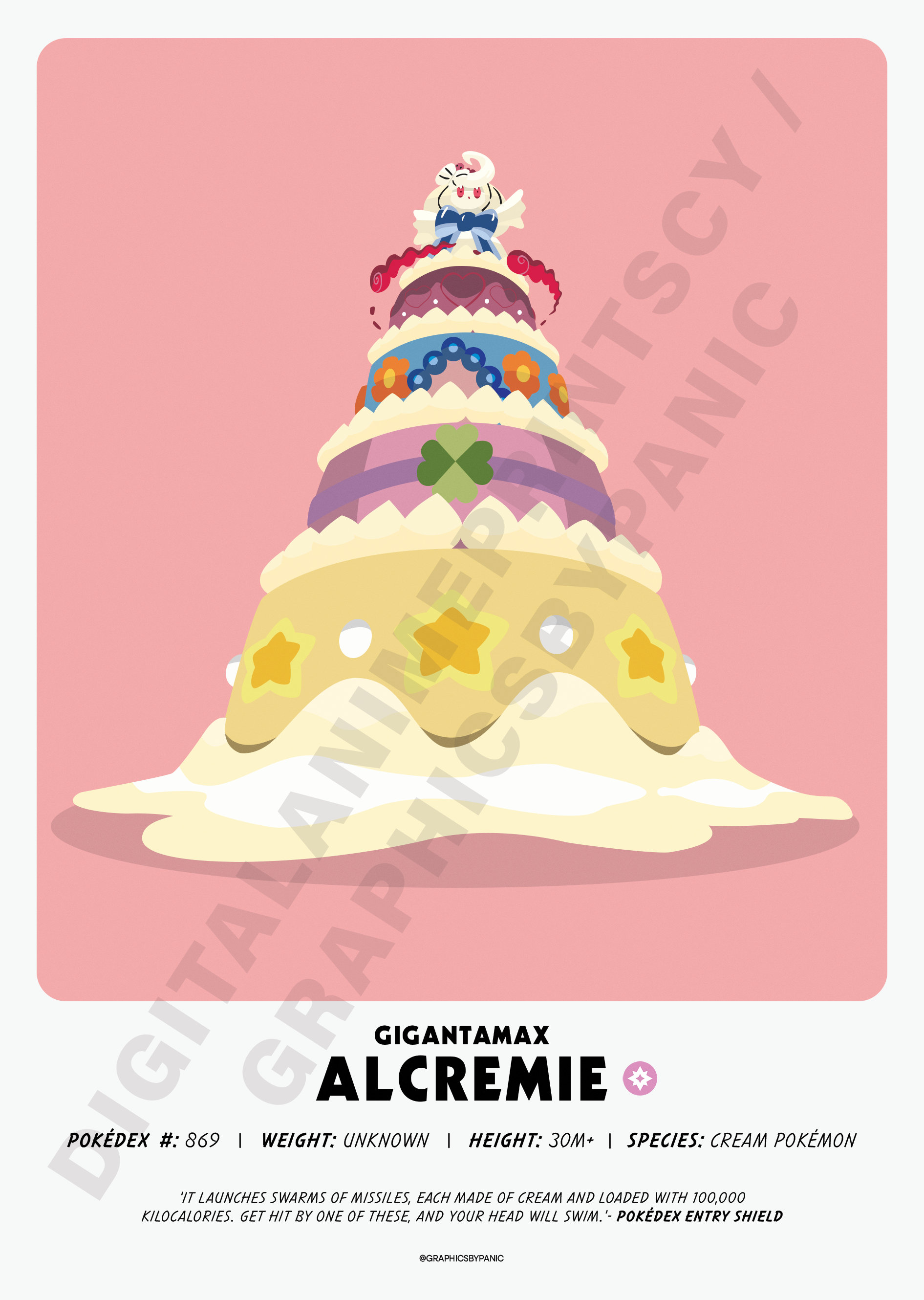 Gigantamax Alcremie Pokemon Poster - Minimalist Fan Art (digital ...