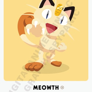 Meowth Pokemon Poster - Minimalist Fan Art (digital Download) - Etsy