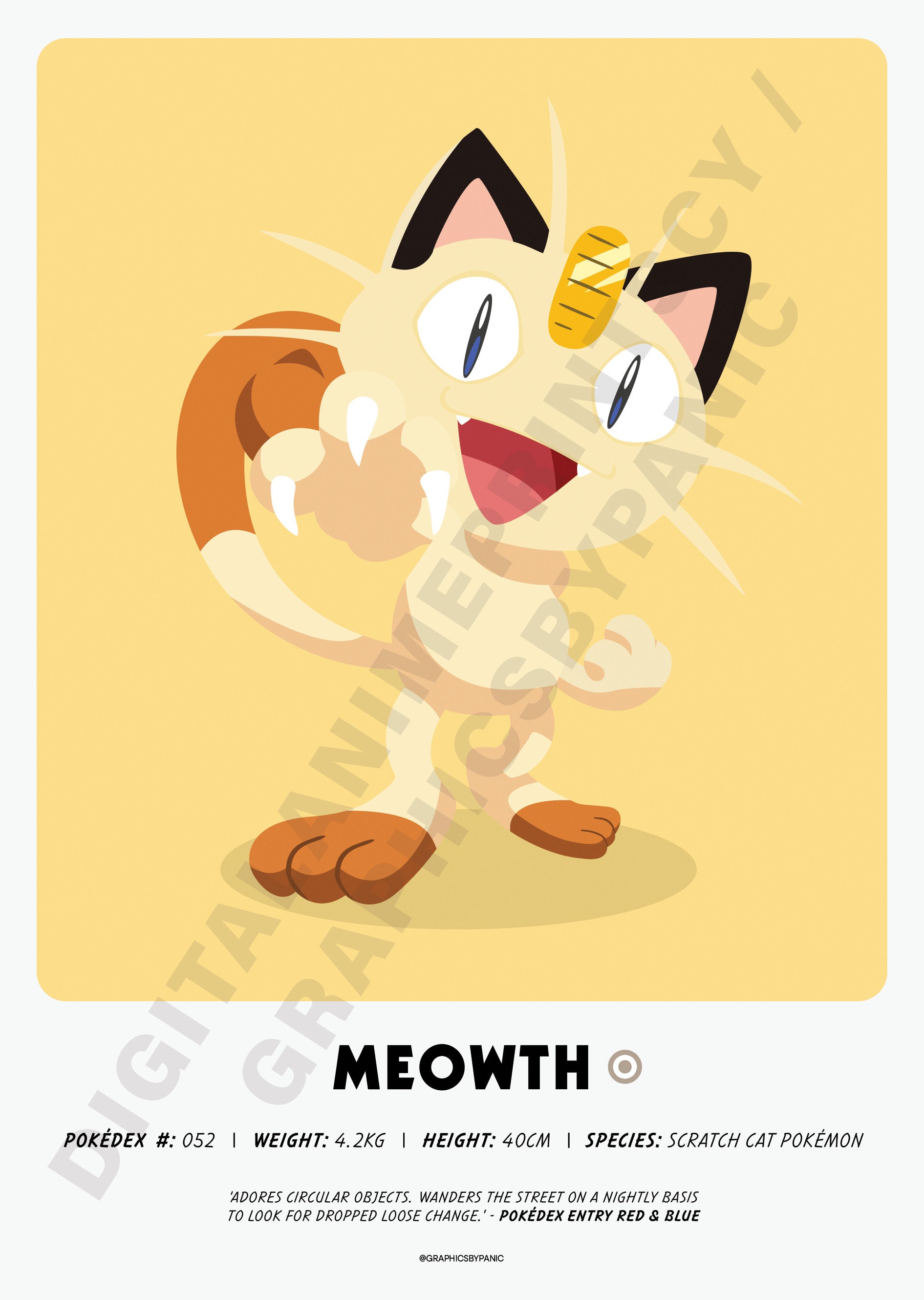 Pokemon Meowth Poster Digital Print - Minimalist Pokemon Print ...