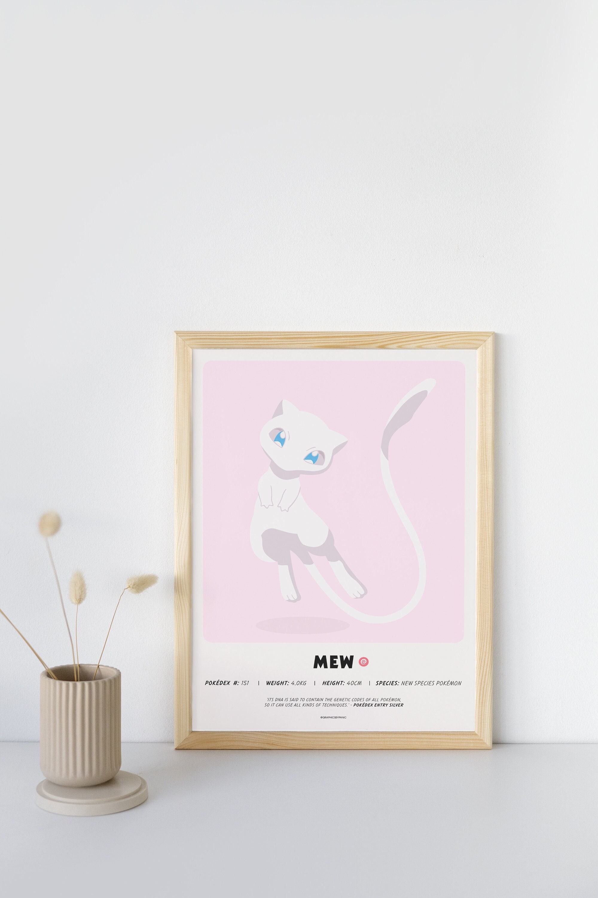Pokemon Mew Poster Digital Print Minimalist Pokemon Print Pokemon ...