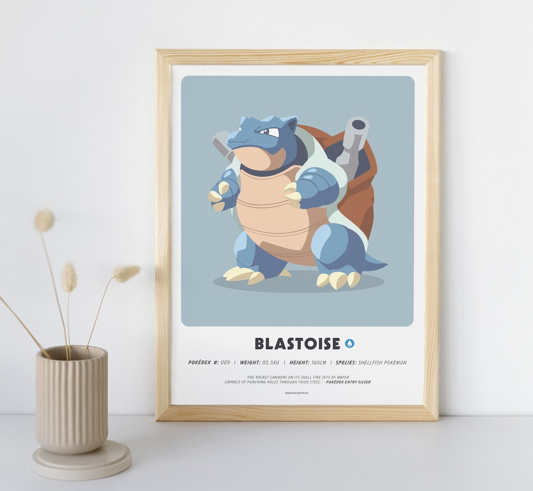 Pokemon Blastoise Poster Digital Print Minimalist Pokemon Print Pokemon ...