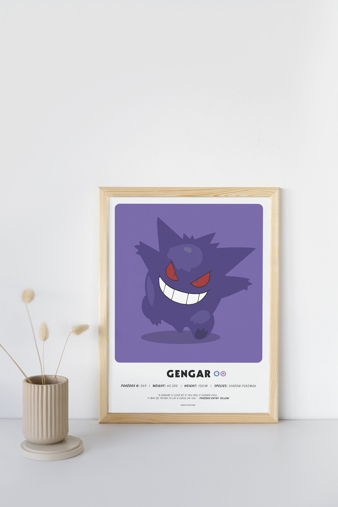 Pokemon Gengar Poster Digital Print Minimalist Pokemon Print Pokemon Poster Fanart Pokemon Gift ...