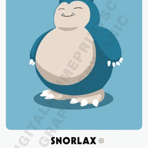 Pokemon Snorlax Poster Digital Print - Minimalist Pokemon Print ...