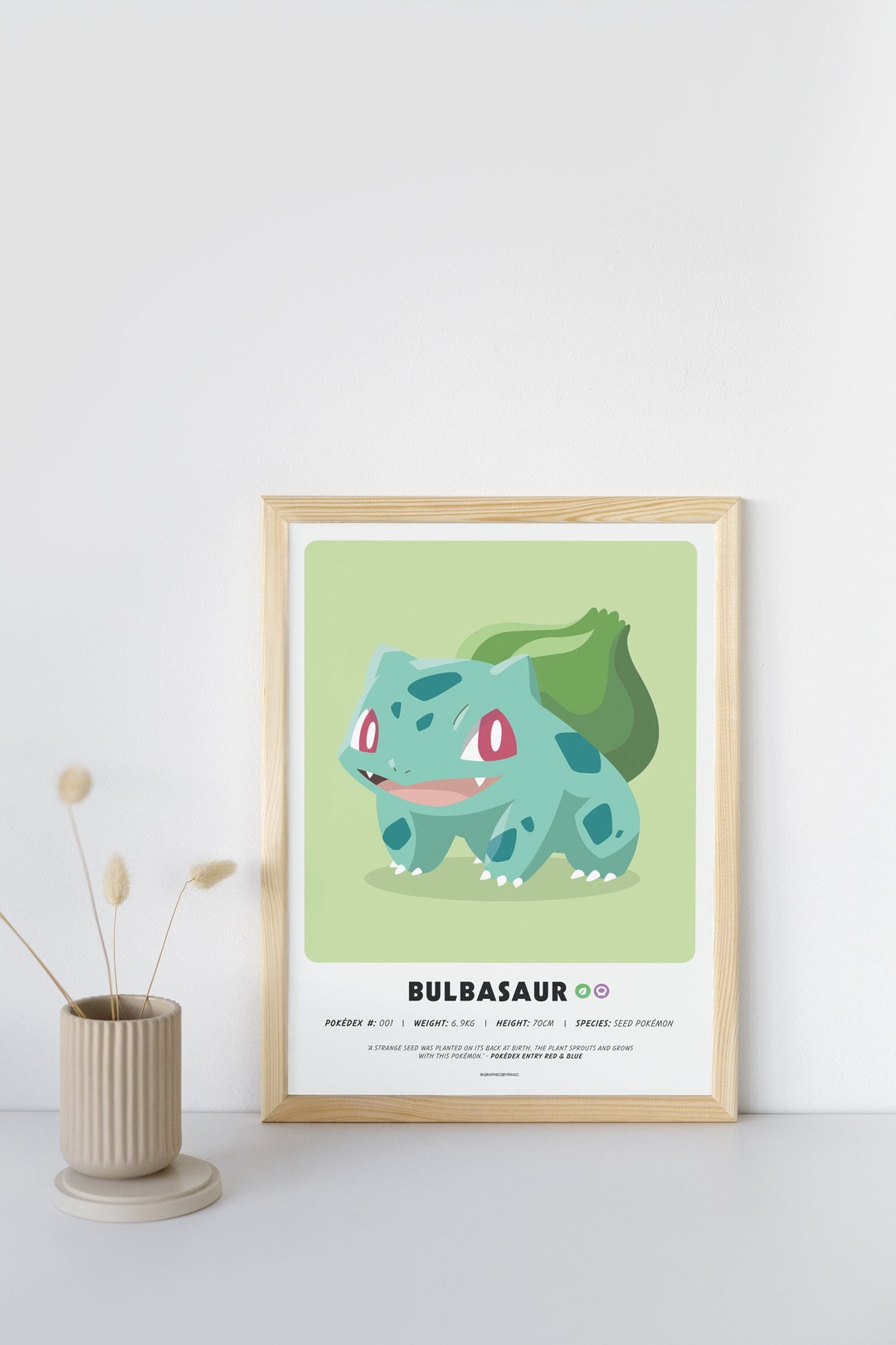 Pokemon Bulbasaur Poster Digital Print Minimalist Pokemon Print Pokemon ...