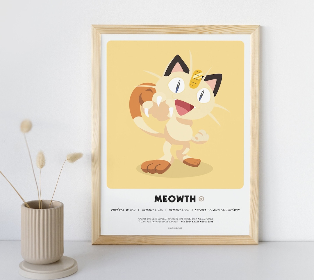 Pokemon Meowth Poster Digital Print - Minimalist Pokemon Print ...