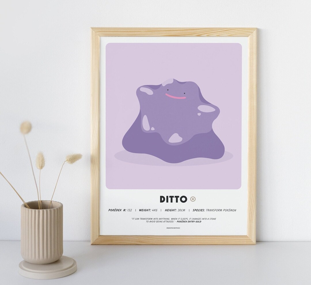 Pokemon Ditto Poster Digital Print - Minimalist Pokemon Print - Pokemon ...