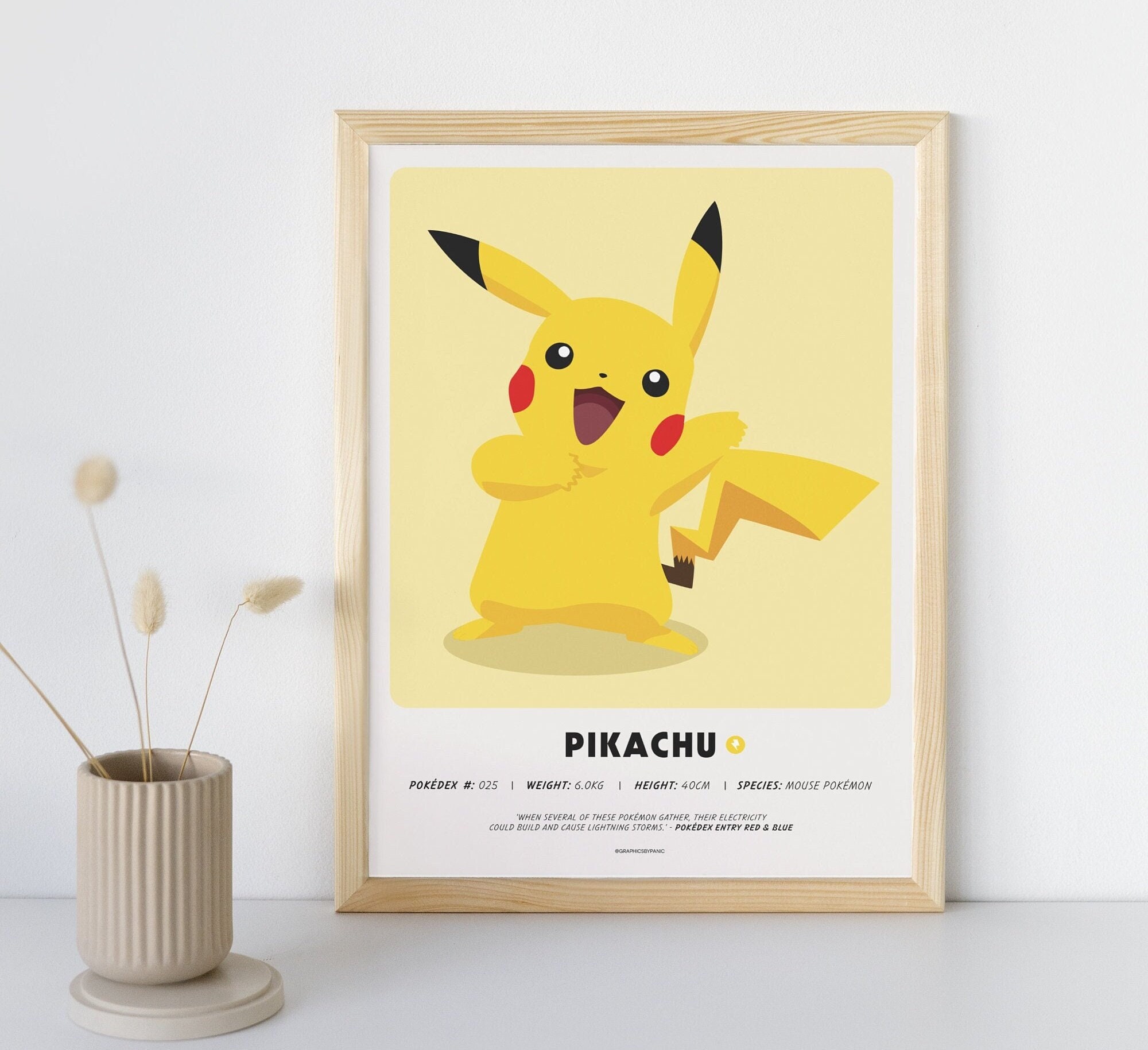 Pokemon Pikachu Poster Digital Print Minimalist Pokemon Print Pokemon ...