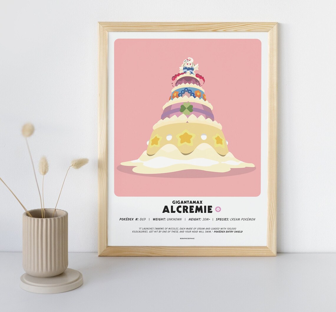 Gigantamax Alcremie Pokemon Poster - Minimalist Fan Art (digital ...