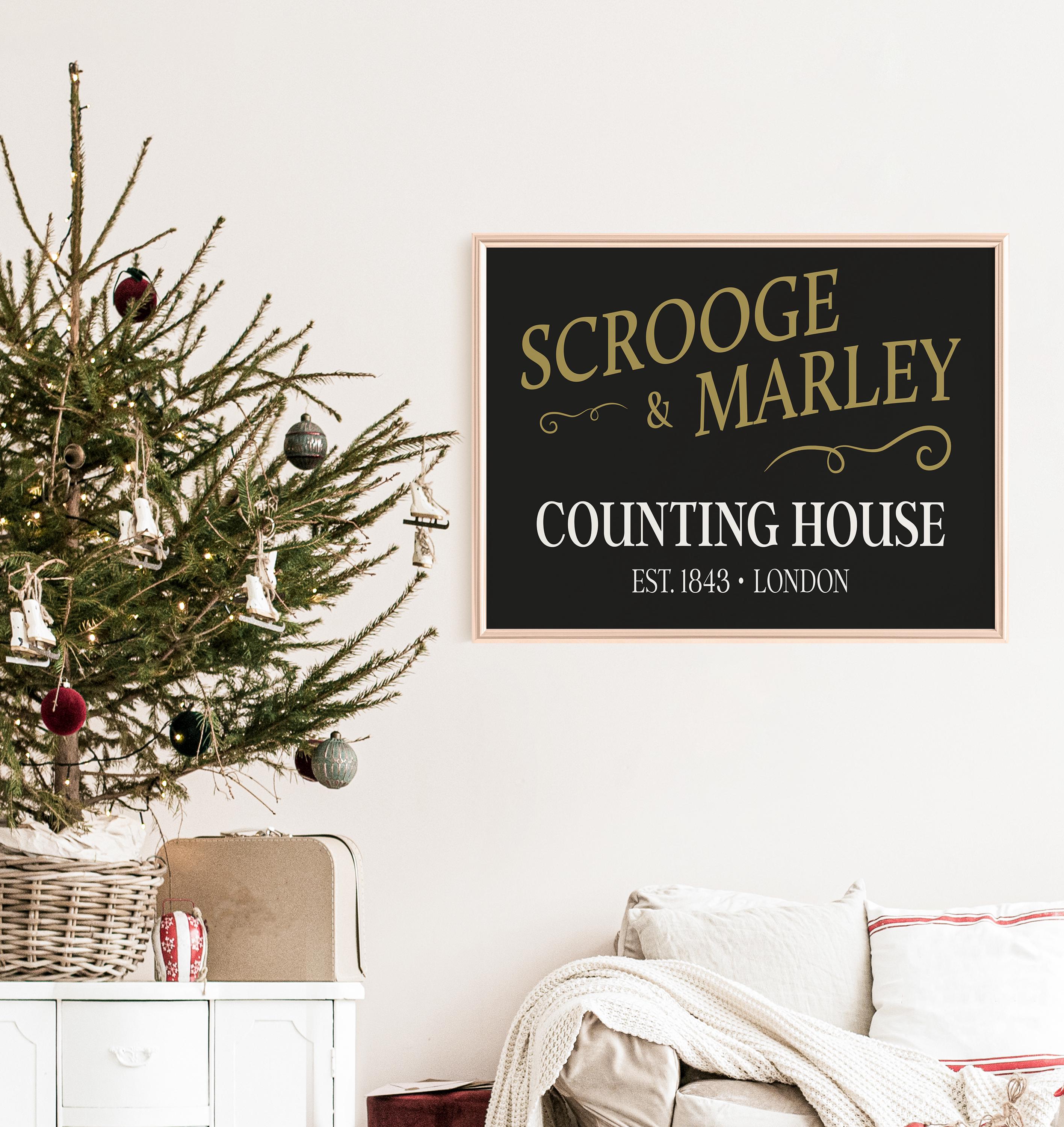 Scrooge and Marley Counting House Digital Print, A Christmas Carol ...