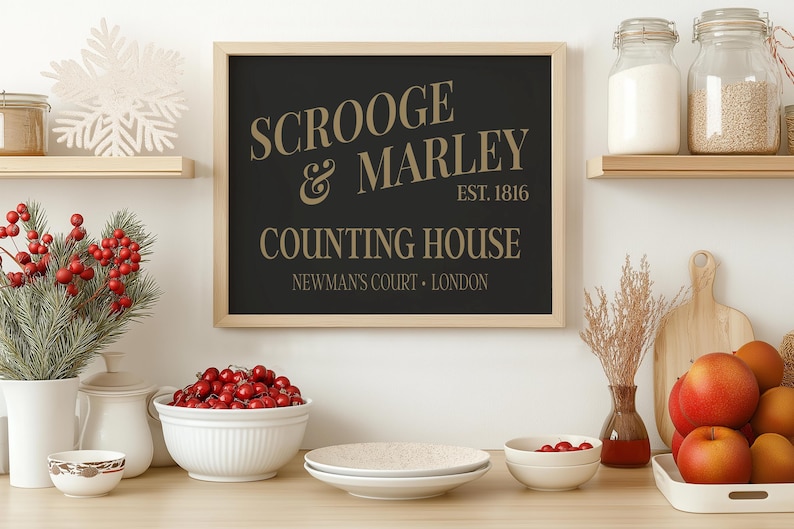 Scrooge and Marley Counting House Digital Print, A Christmas Carol ...