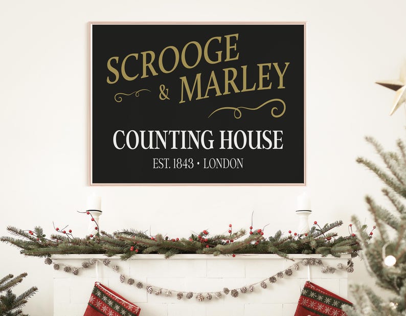 Scrooge and Marley Counting House Digital Print, A Christmas Carol ...
